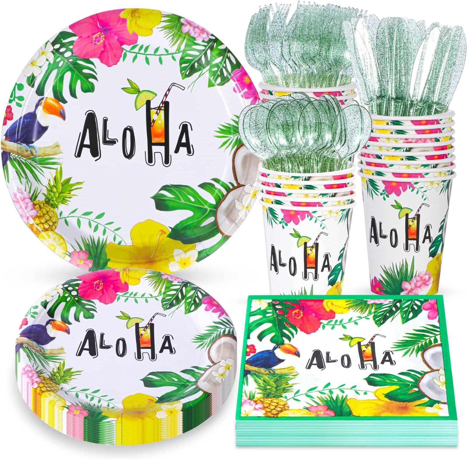 Amazon.com: Tiblue Hawaiian Tropical Luau Party Decorations Supplies ...