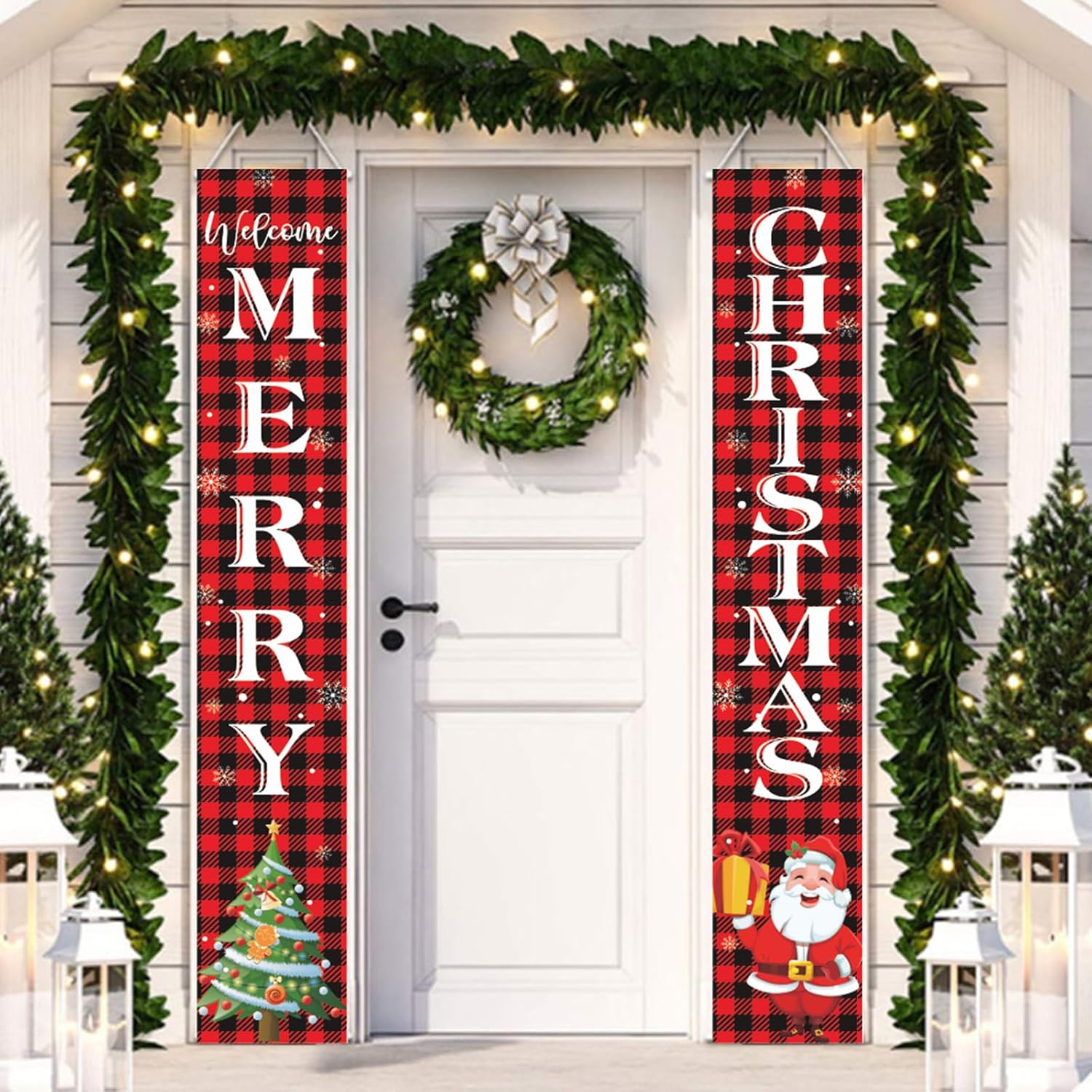 Festive Merry Christmas Door Banner - Indoor & Outdoor Xmas Decorations ...