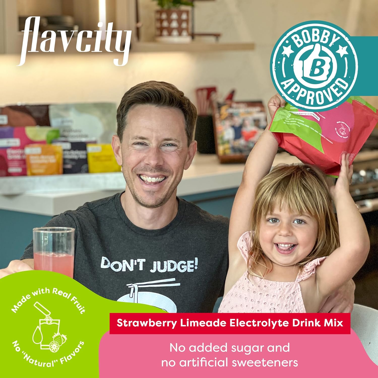 FlavCity Strawberry Limeade Electrolytes Drink Mix, 28 On-The-Go Stick ...