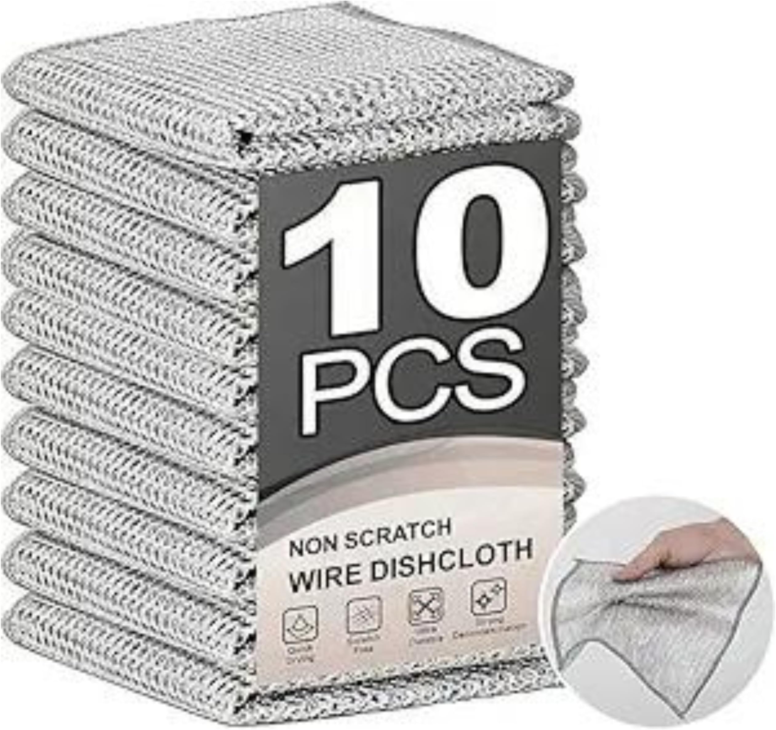 DALUCI 3 Pcs Non Scratch Dish Wash Cloth Scrub | Steel Wire Dish Cloth ...