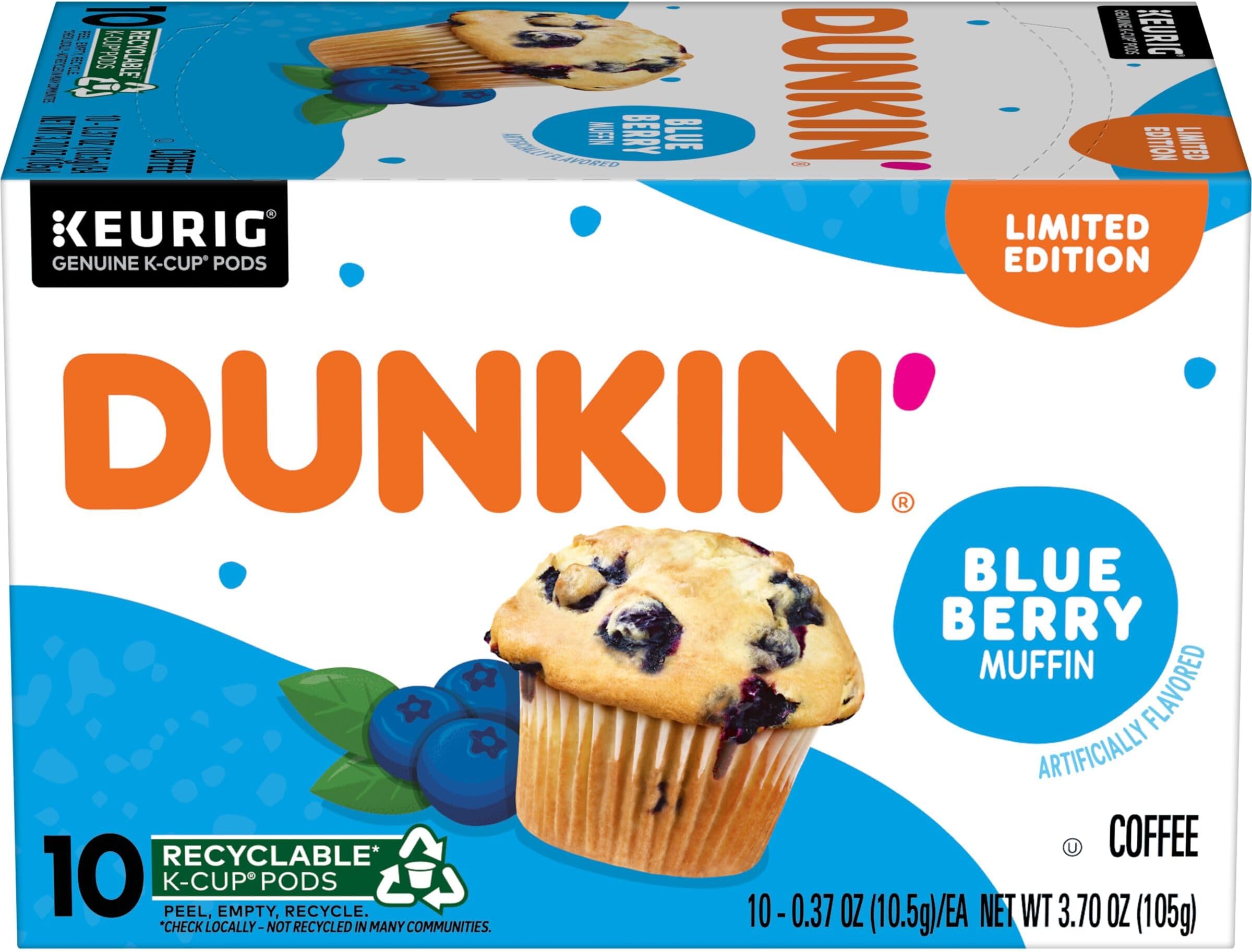 Amazon.com: Dunkin’ Blueberry Muffin Ground Coffee, Keurig K-Cup Pods ...