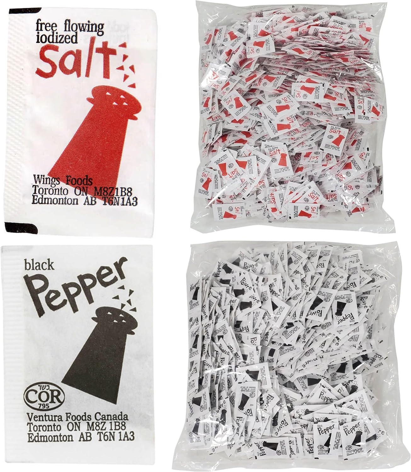 Iodized Salt Portions & Black Pepper Portions - Mini Salt and Pepper ...