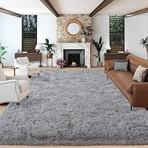 Amazon.com: Dssimo Super Fluffy Area Rugs 9x12, Big Modern Shag Grey ...