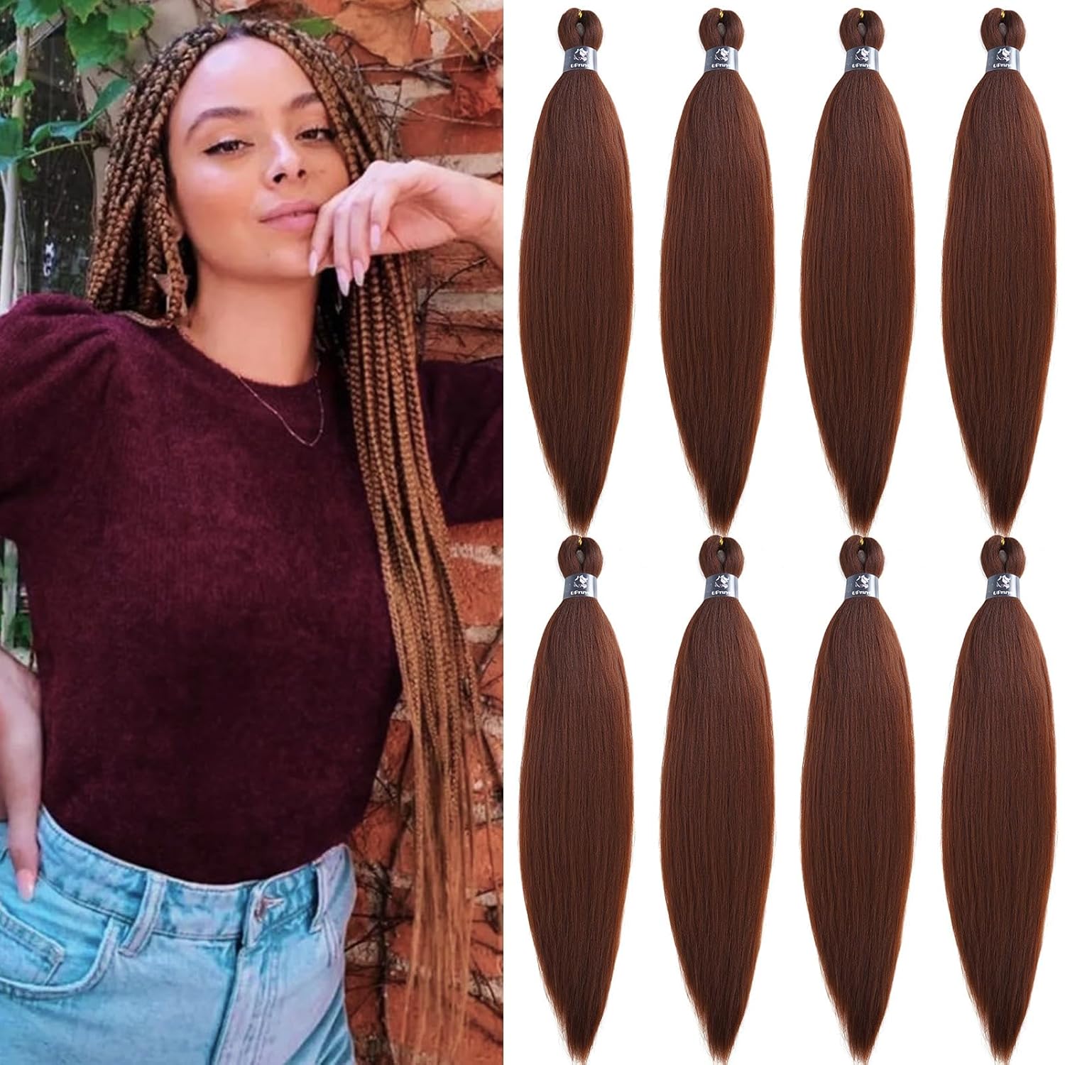 Amazon.com : UPruyo Color 30 Brown Braiding Hair Pre Stretched Kanekalo ...