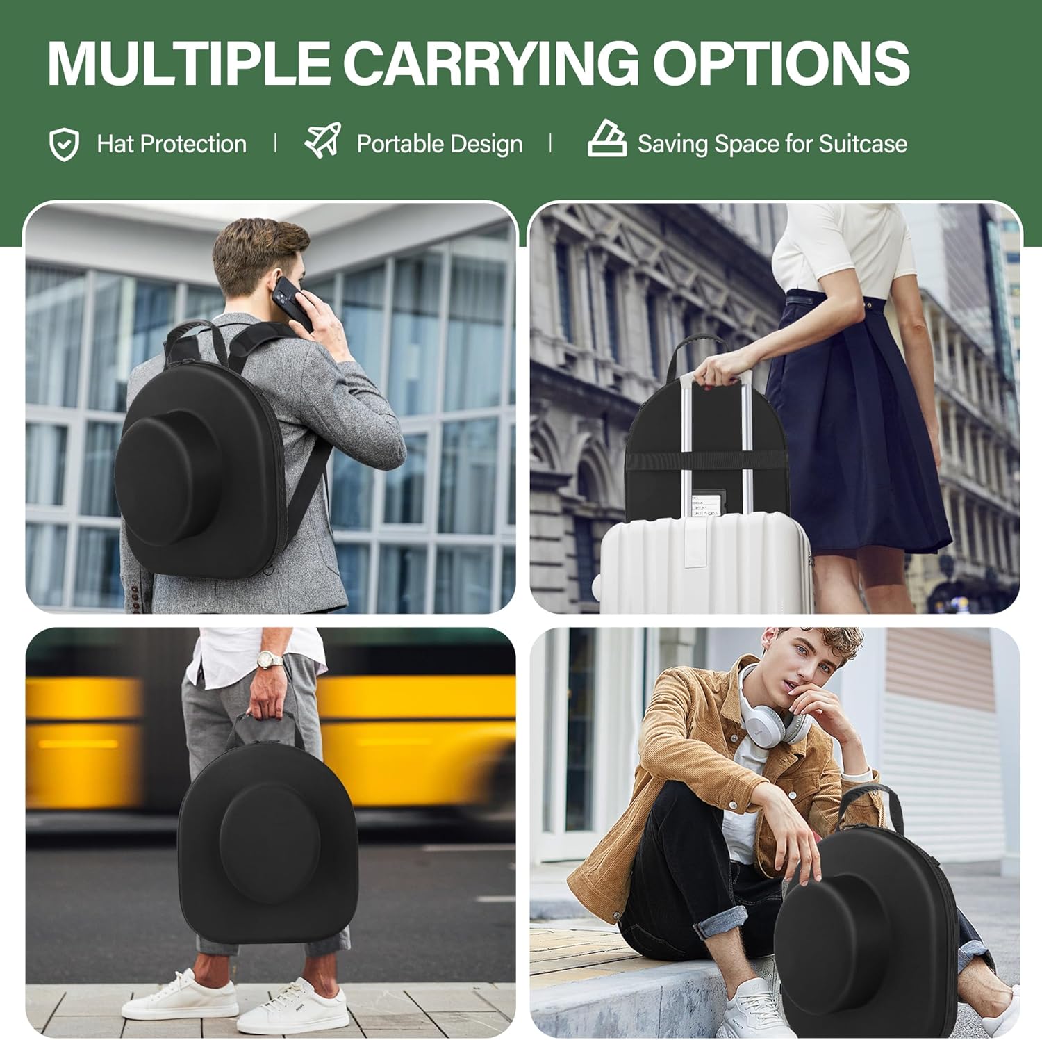 Adjustable Carry Strap Hat Case Cinati Crush-Proof Hat Travel Case ...