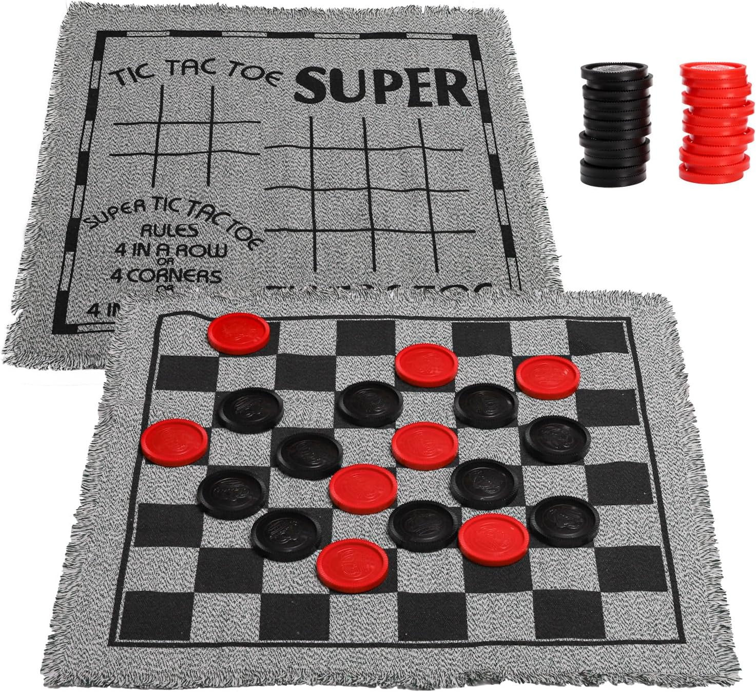 Amazon.com: Yarlung Giant Checkers Set Tic Tac Toe Game with Reversible ...