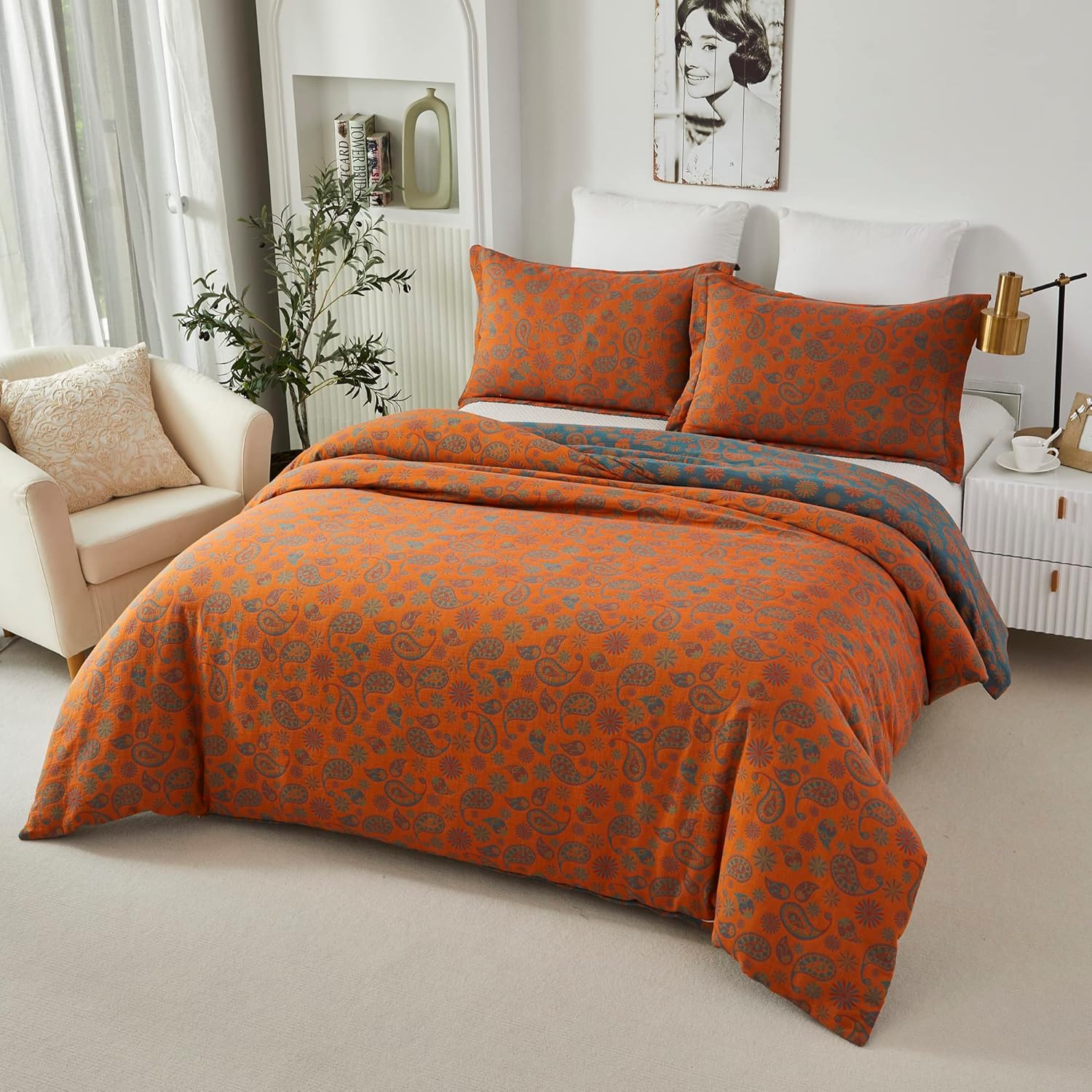 Amazon.com: Softta Boho Full Size 3Pcs Duvet Cover Set Paisley ...