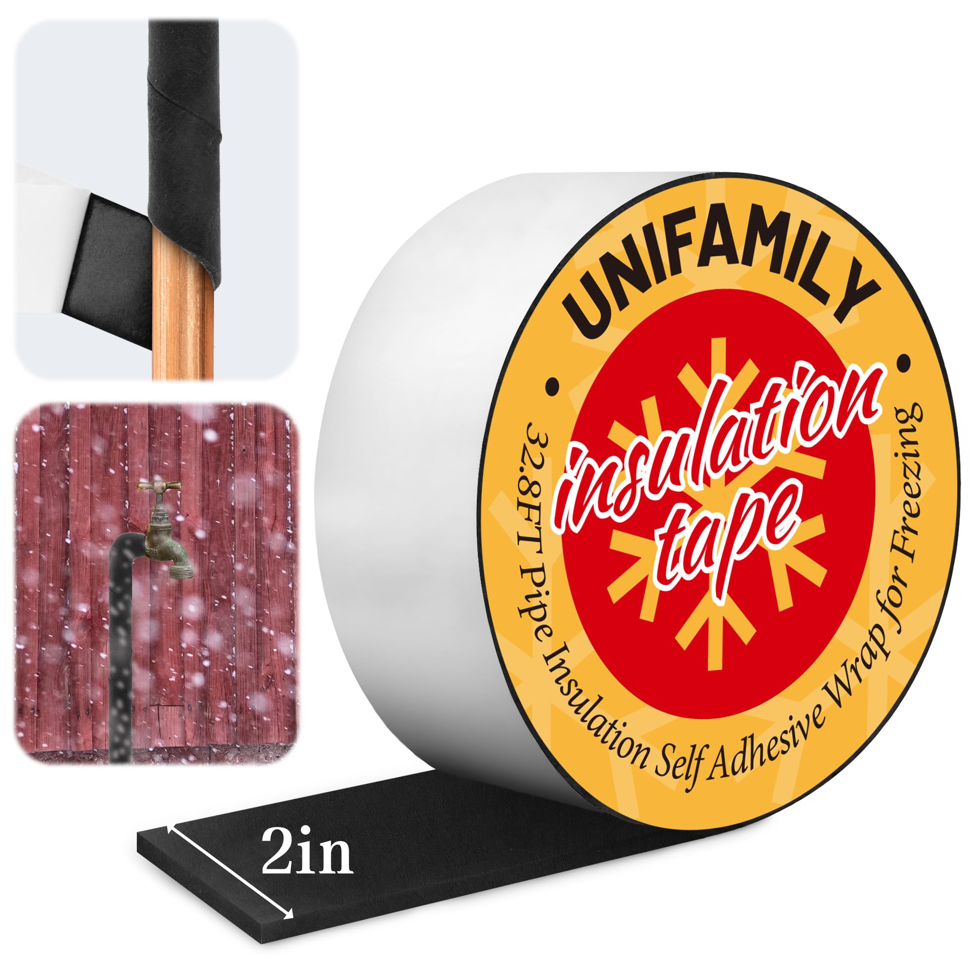 UNIFAMILY 33Ft Pipe Insulation Wrap, 2" Wide Felt Fabric Pipe ...