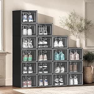 Amazon.com: YITAHOME Shoe Storage Boxes Fit Size 13, 18-Pack Stackable Shoe Rack Organizers with ...