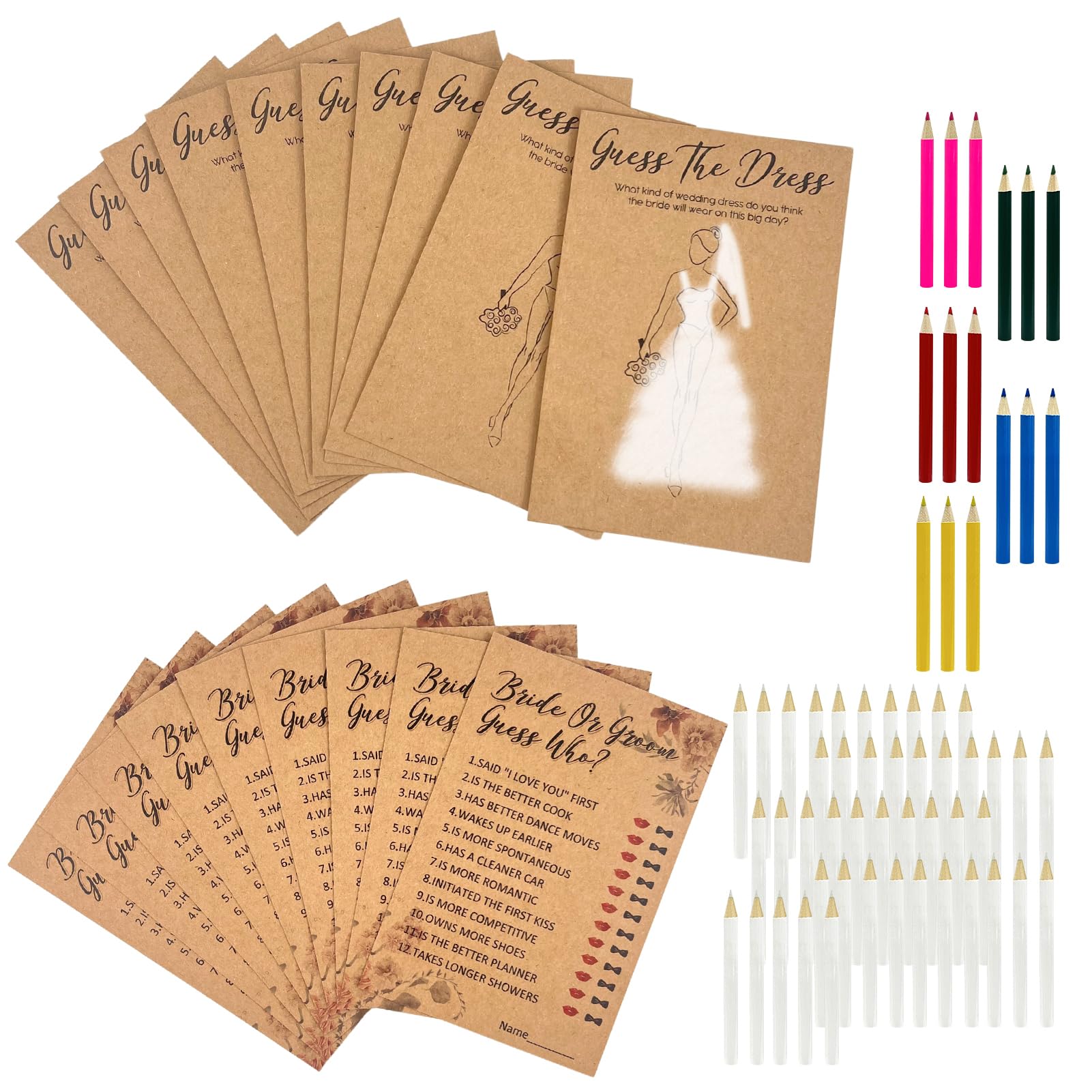 Amazon.com: 60 Sets Guess The Dress Bridal Shower Game for Guests, 60 ...