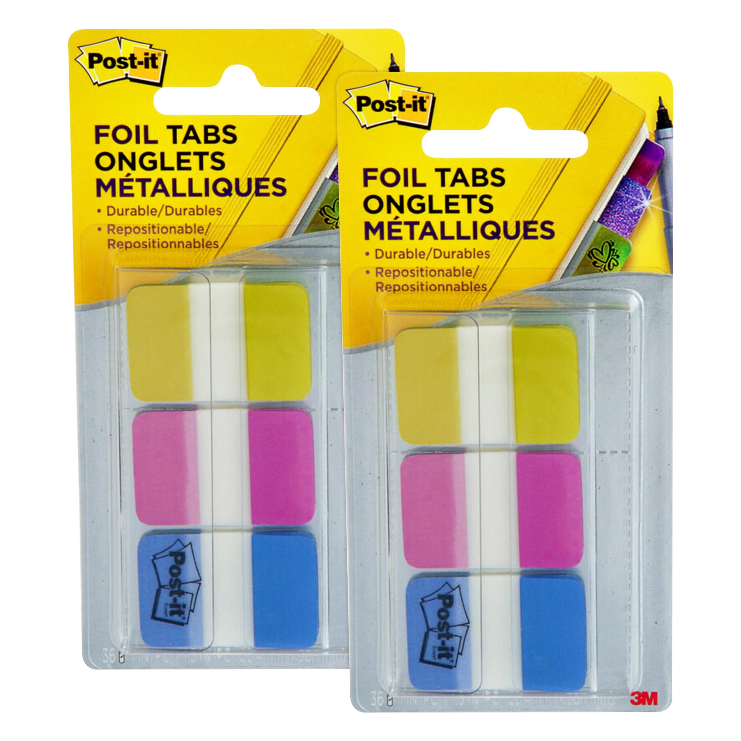 Amazon.com : Post-it Foil Tabs, Iridescent Colors, 36 Tabs/Pack, 1 in x ...