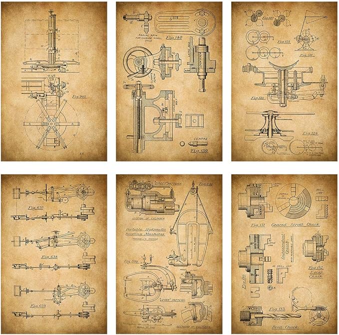 Amazon.com: Meishe Art Vintage Poster Print Mechanical Blueprint ...