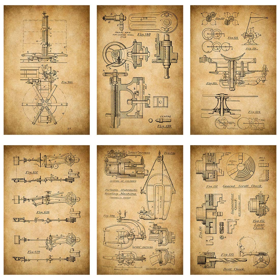 Amazon.com: Meishe Art Vintage Poster Print Mechanical Blueprint ...