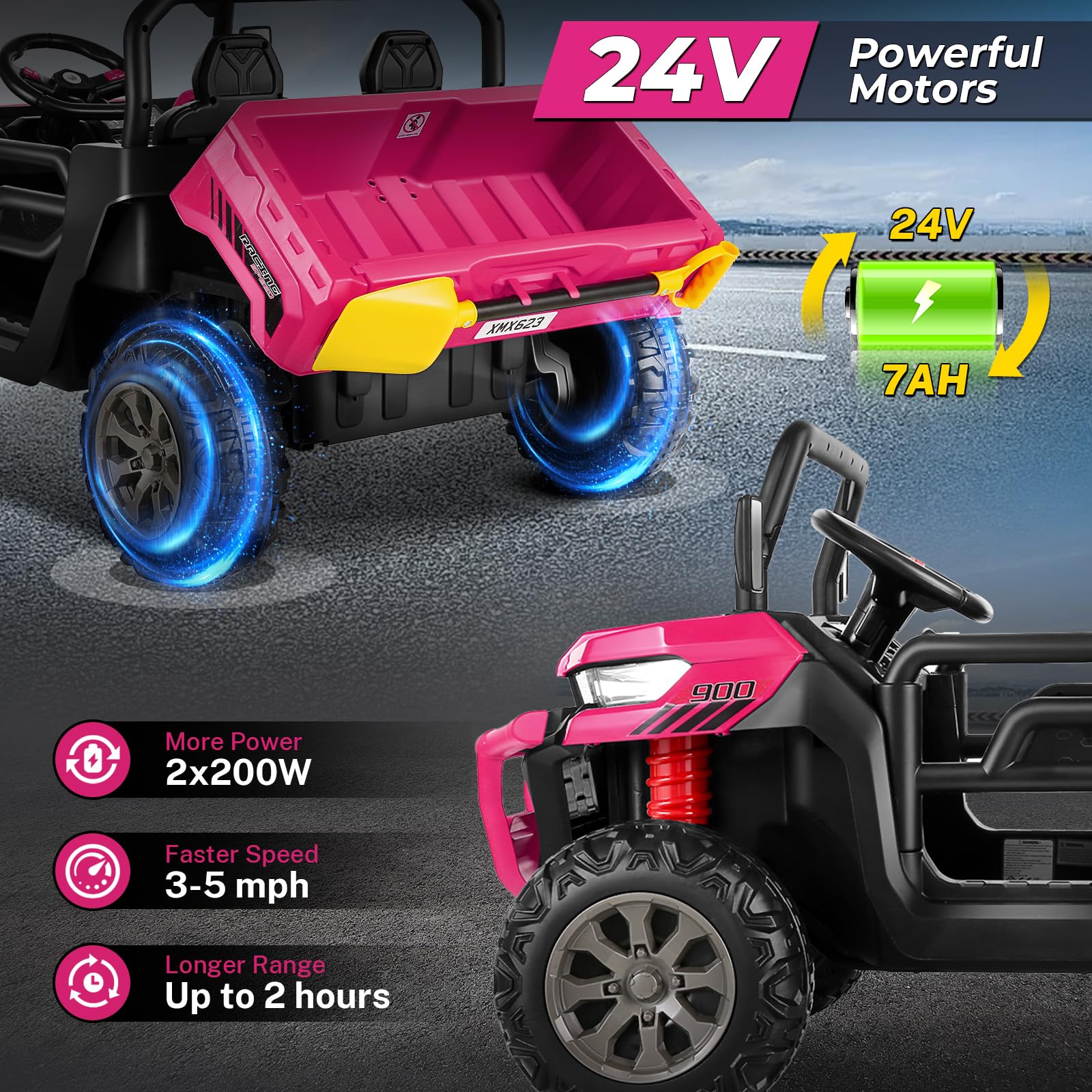 Snapklik.com : Hikole 24V Ride On Dump Truck For Girls, 2 Seater Ride ...