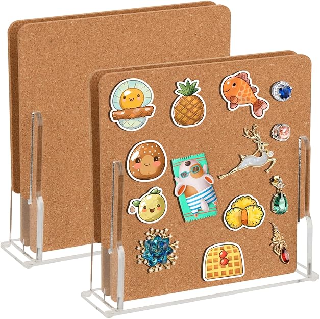 Amazon.com: Cork Enamel Pin Display Stand with Acrylic Base, Tabletop ...