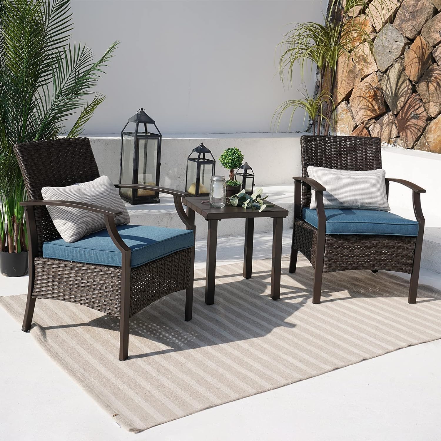Amazon.com: Grand patio 3-Piece Outdoor Conversation Set Wicker Small ...