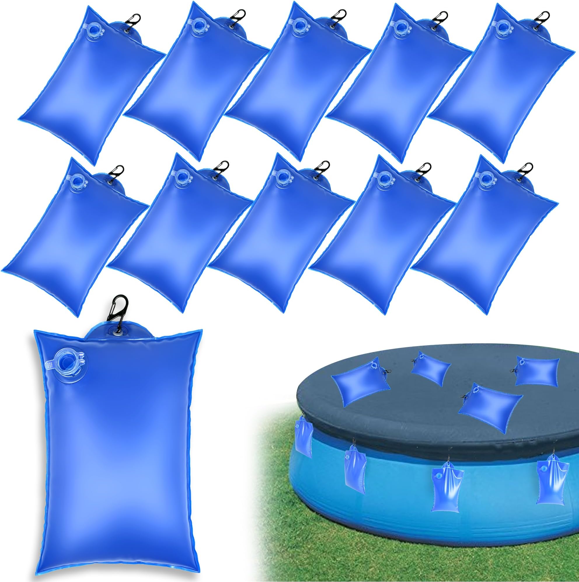 Amazon.com : 16 Pack Pool Cover Weights with Hooks, Leakproof Swimming ...