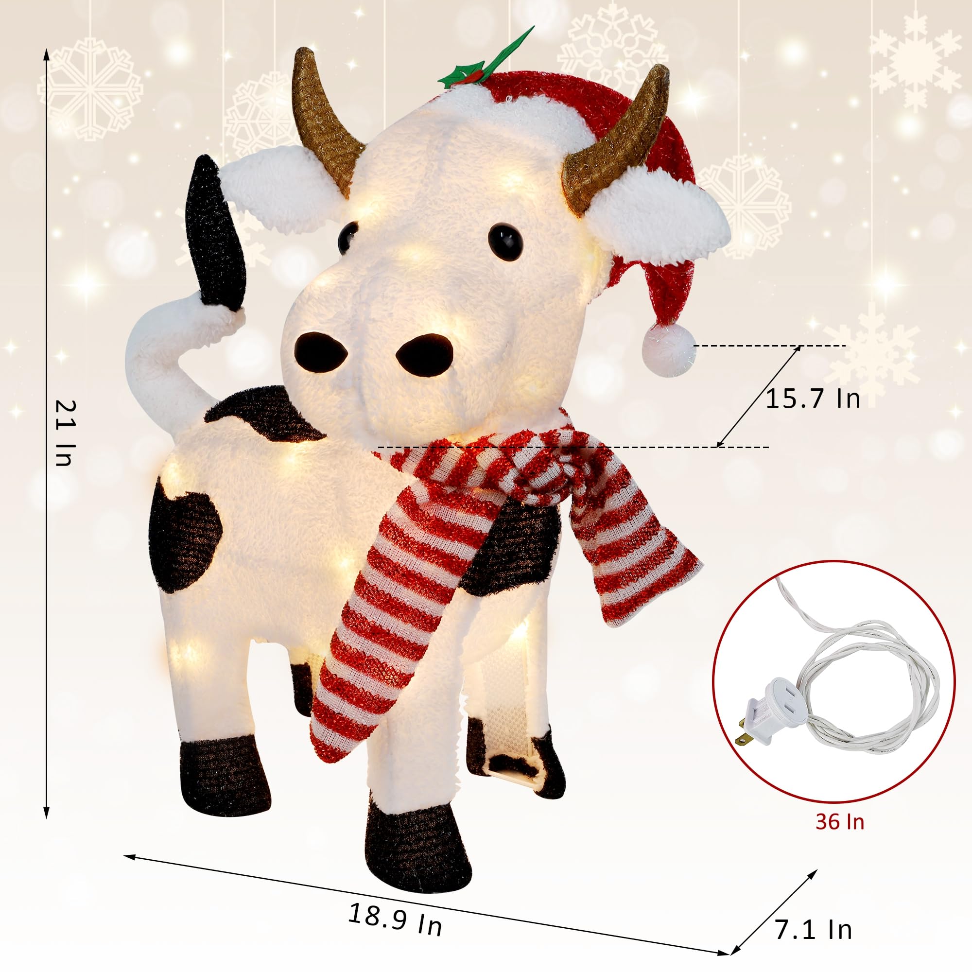 Snapklik.com : 21 Inch Light Up Cow, Christmas Yard Decoration, 35 LEDs ...