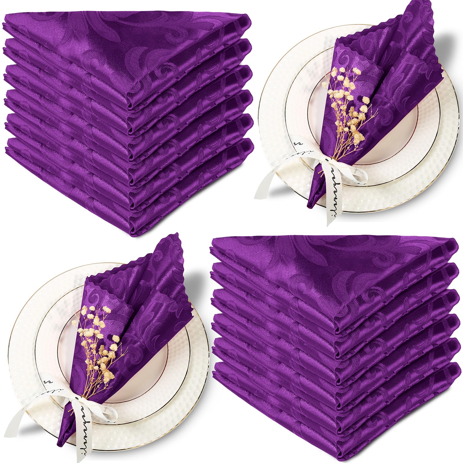 Amazon.com: Aormenzy 50 Pack Purple Satin Napkins 17 x 17 Inches Cloth ...