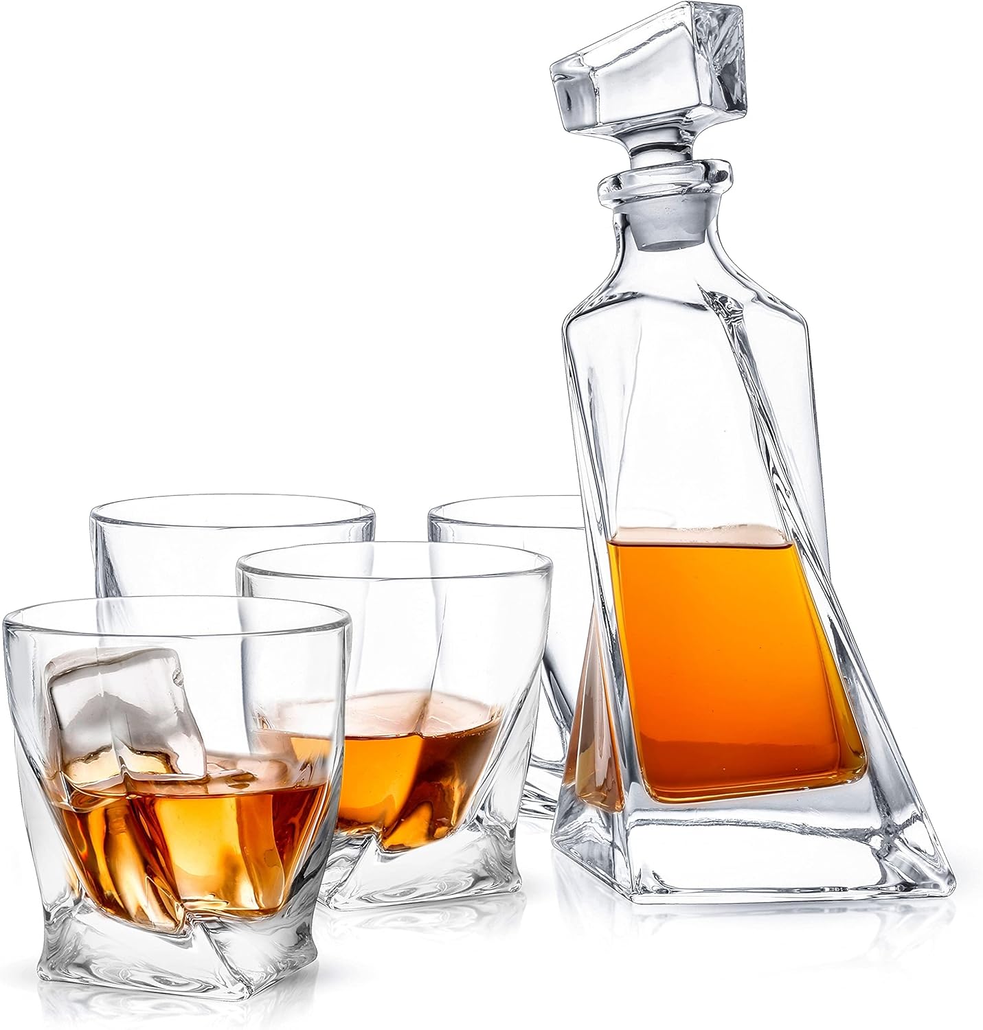 Amazon.com | JoyJolt Atlas 5-Piece Crystal Whiskey Decanter Set,100% ...