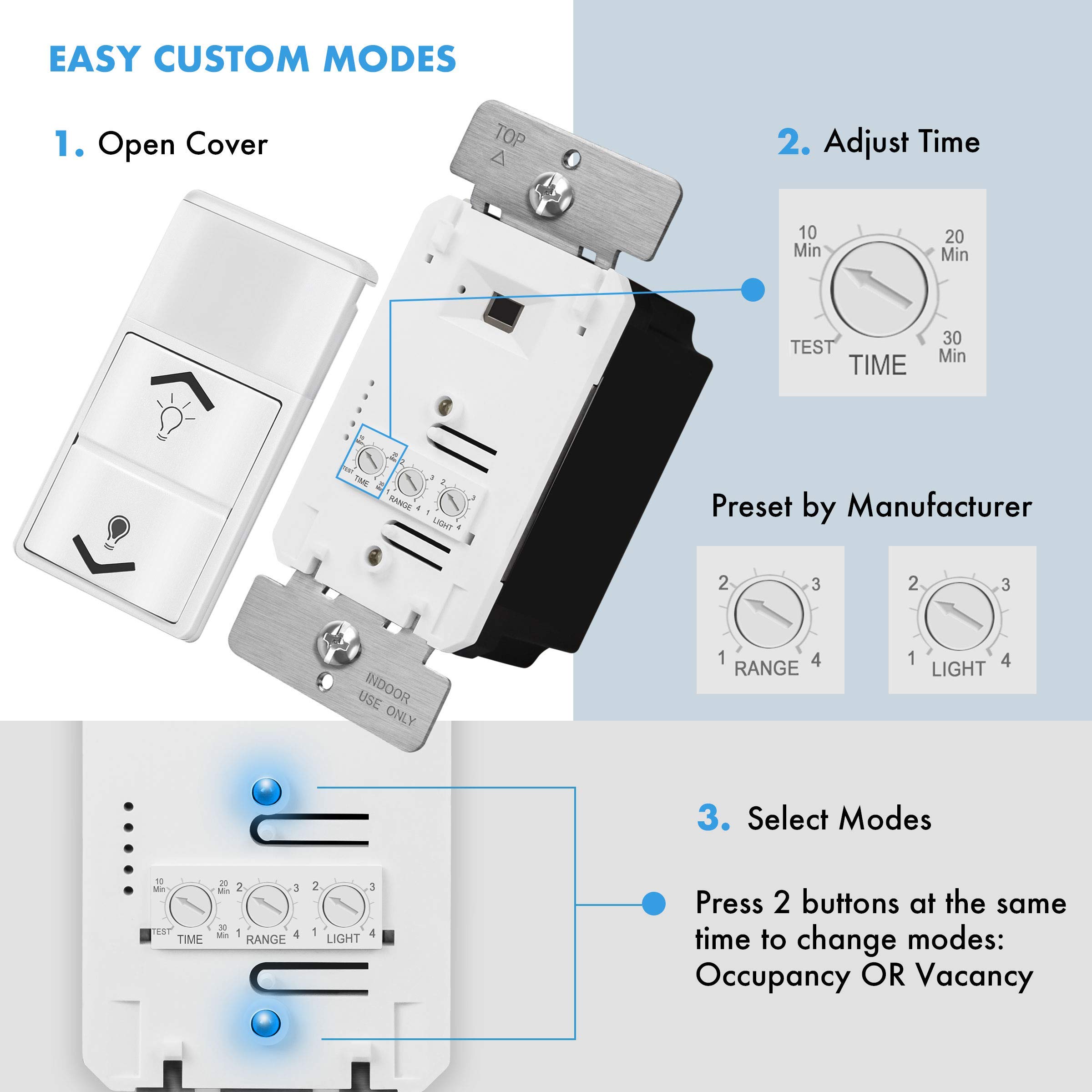 Occupancy Sensor With Override Switch 120° PIR Surface Mounted