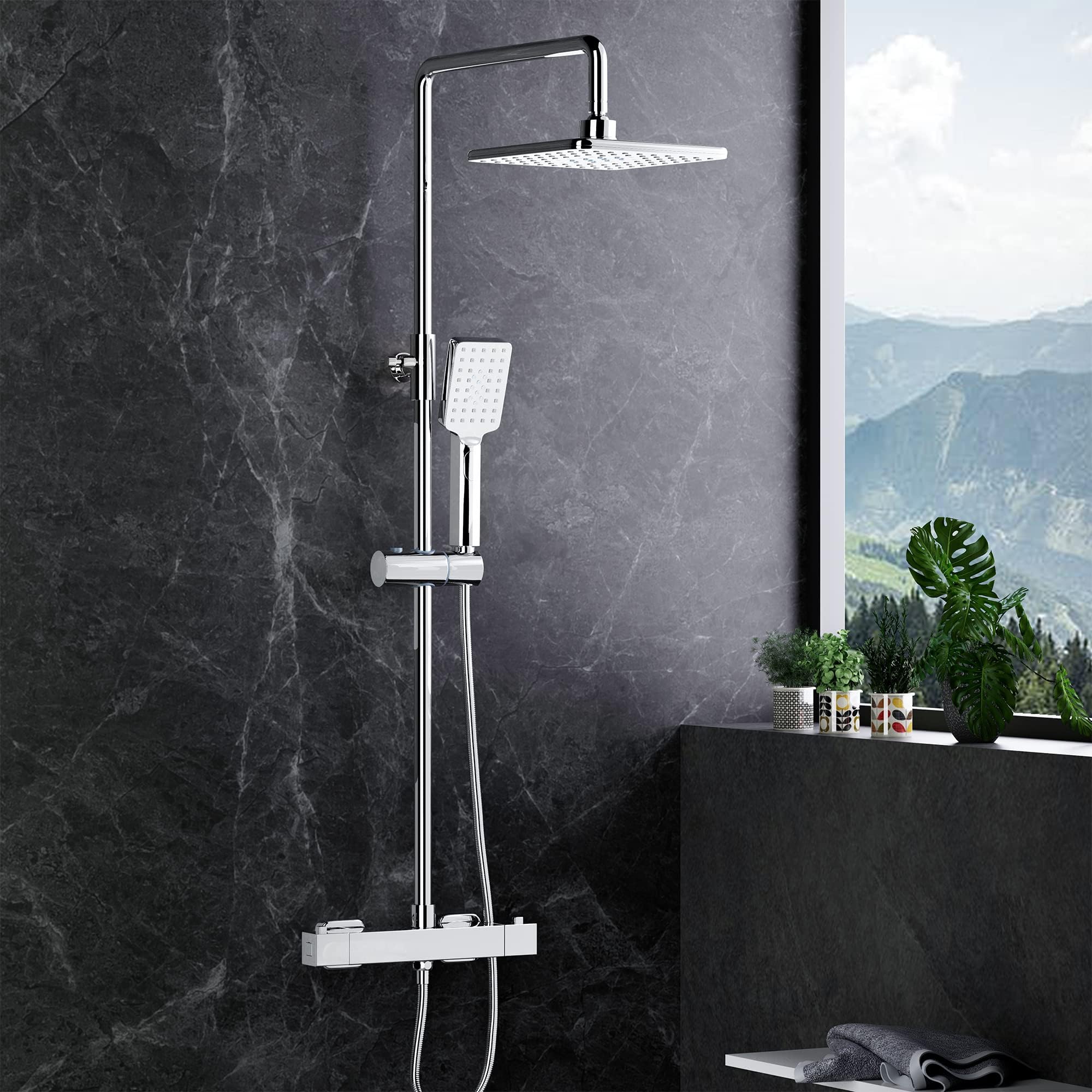 Milan Modern Thermostatic Shower Chrome : Amazon.co.uk: DIY & Tools