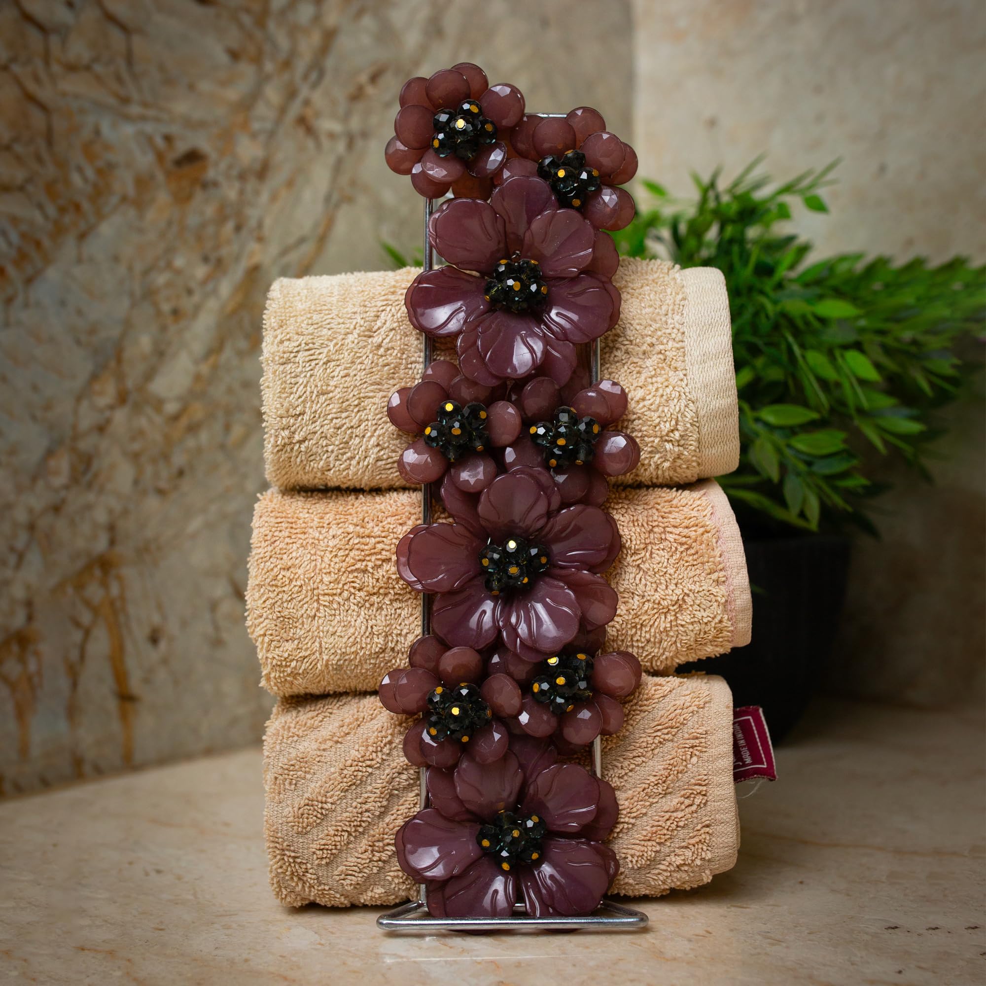 PRET HOMES Designer Dark Purple Flower Handcrafted Stainless Steel Hand ...