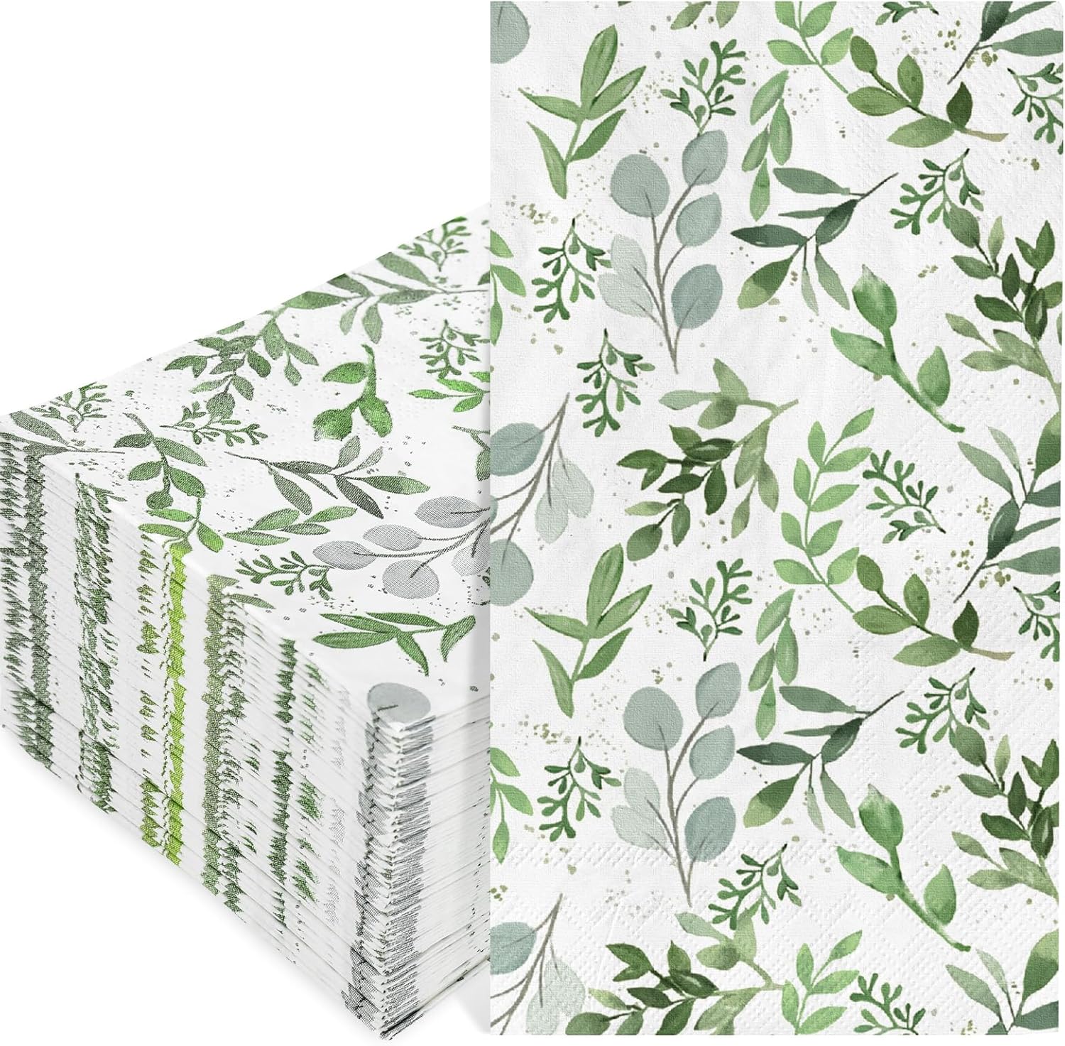 Amazon.com: AnyDesign Greenery Guest Napkins 3 Ply Disposable Green ...