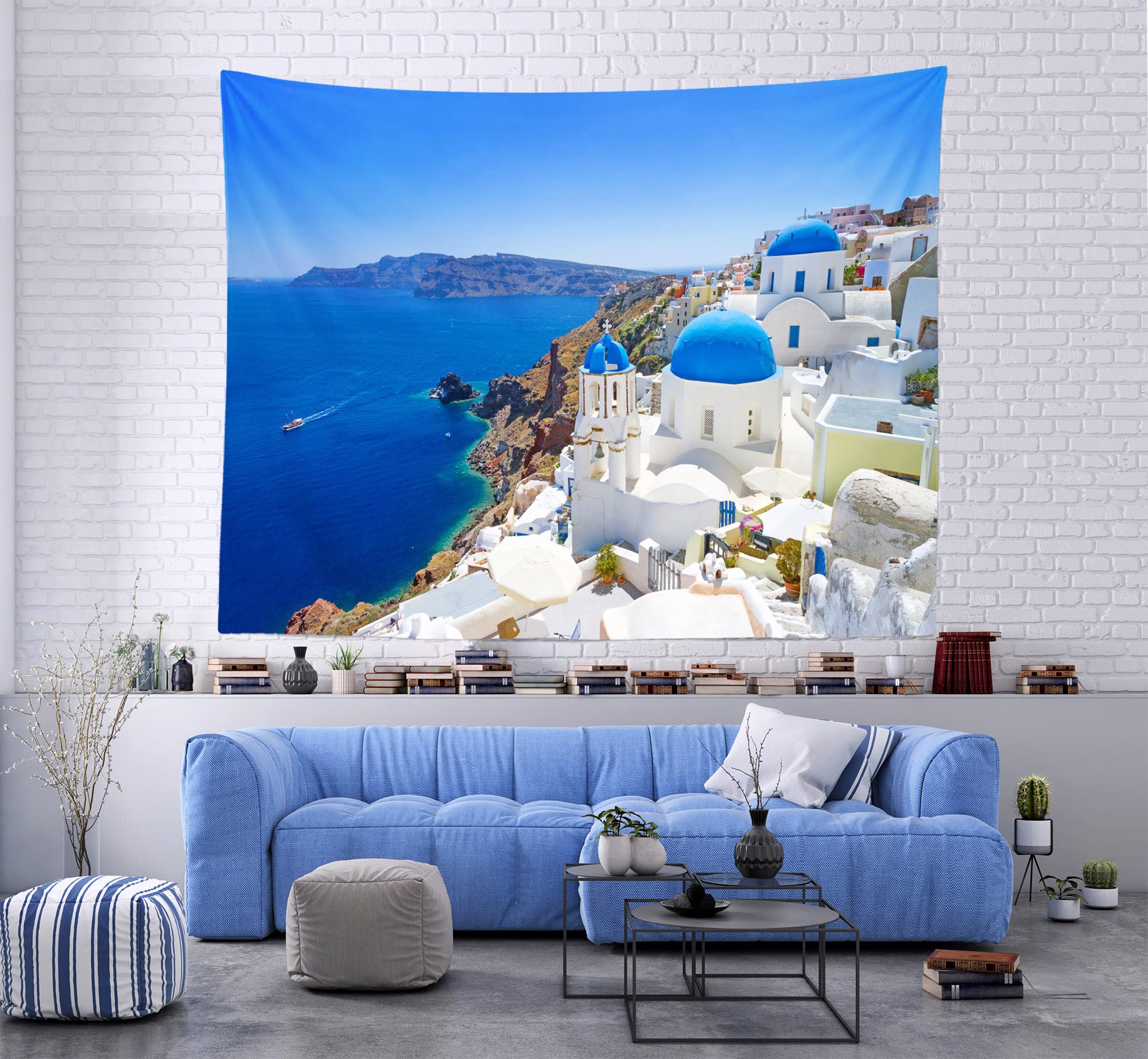 Snapklik.com : Greece Santorini Island Tapestry 140Wx120H Inches Greek ...