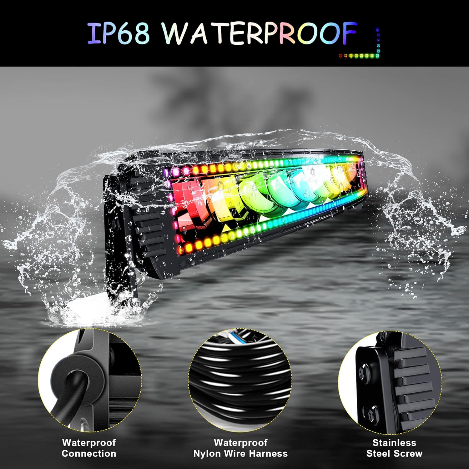 FEELON Barra de luz LED RGB curvada de 22 pulgadas, 2 módulos LED de ...