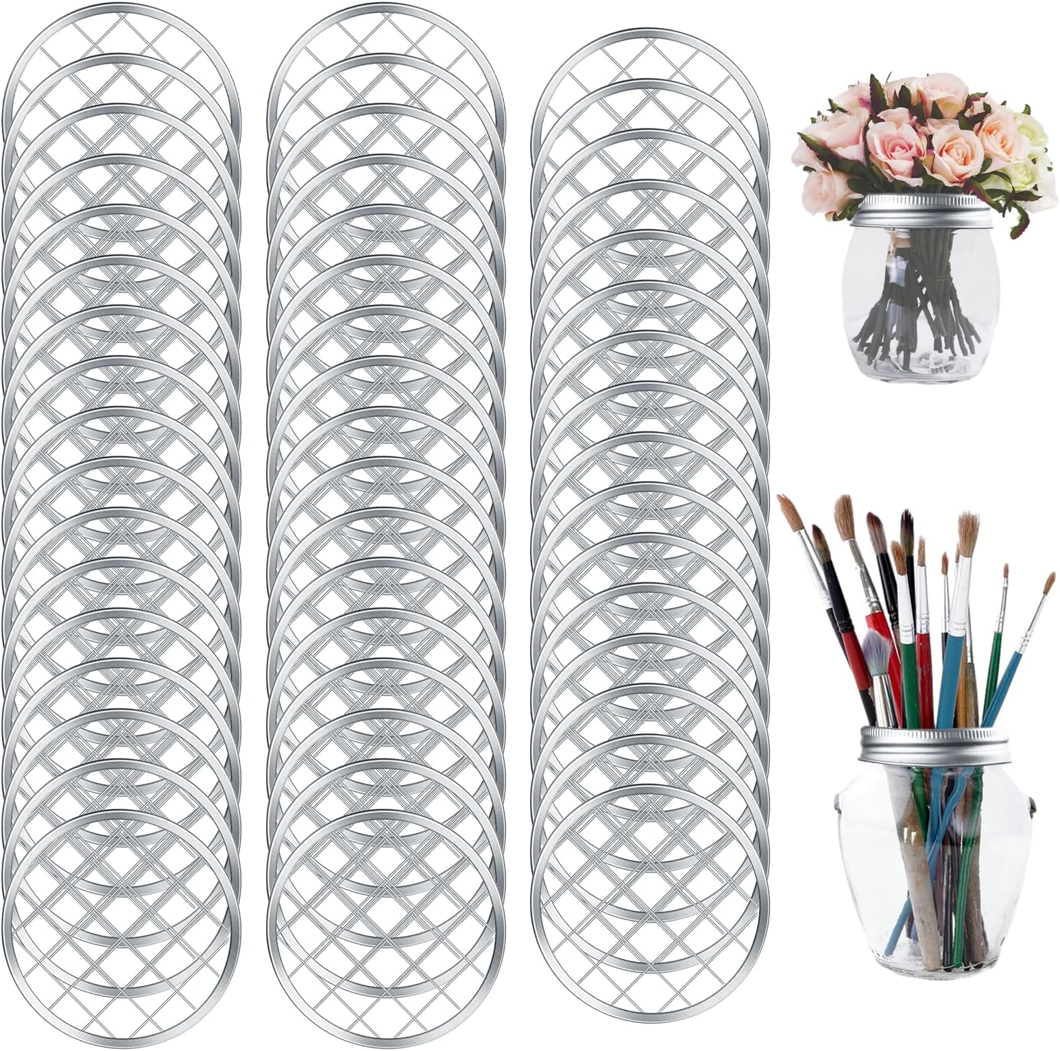 Amazon.com: Oungy 40 PCS Mason Jar Flower Frog Insert Lid - Metal Grid ...