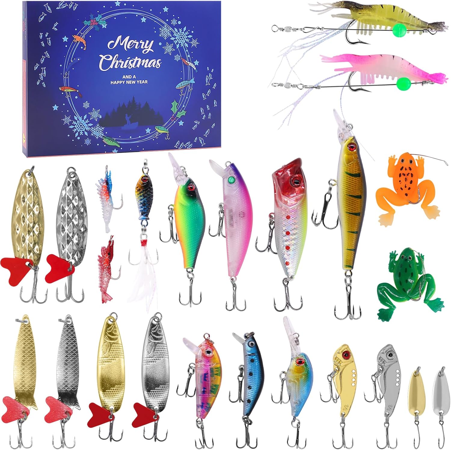 Amazon.com: Fishing Advent Calendar 2025, 24 Day Fishing Lure Countdown ...