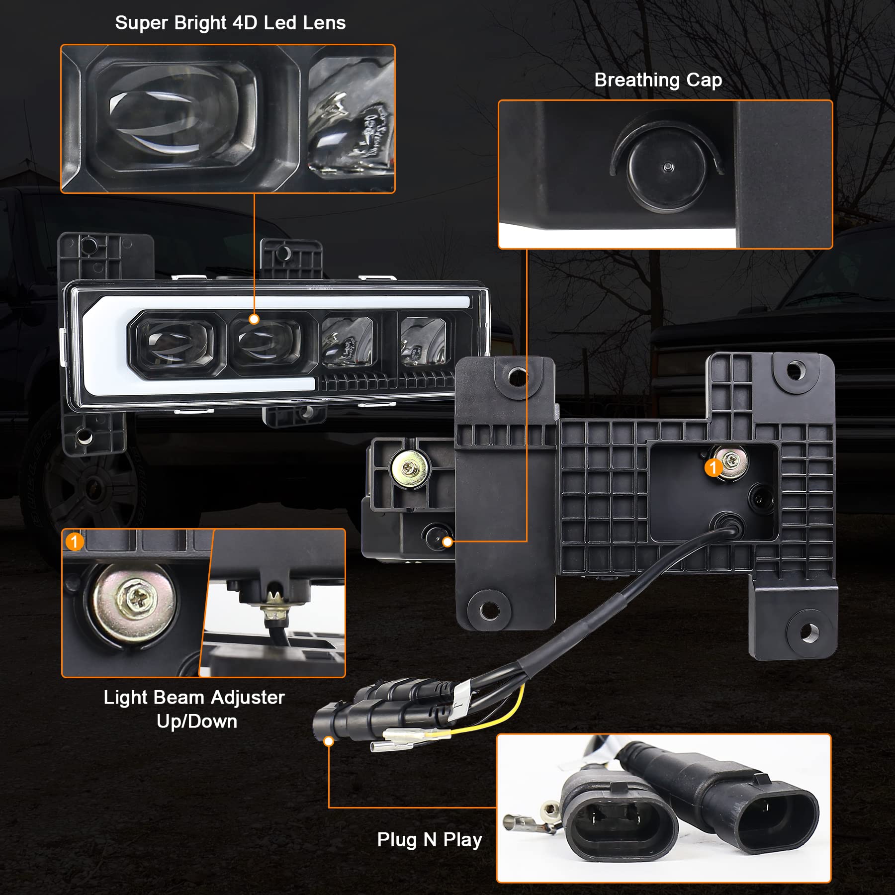 Snapklik.com : MOVOTOR LED Headlight Assembly 500% Bright Anti-glare Headlights