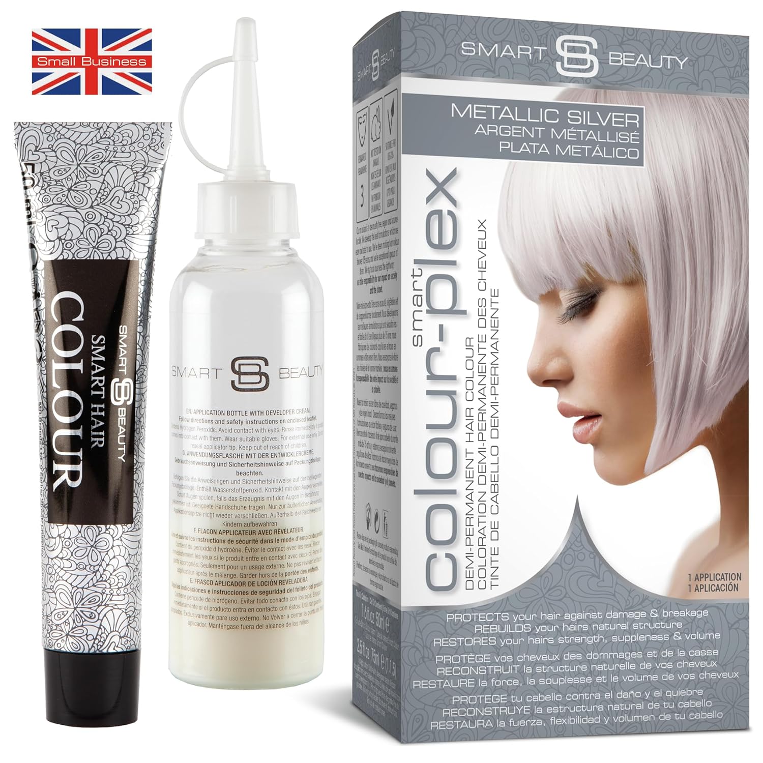 Amazon.com : Smart Beauty Silver Metallic Hair Dye, Demi Permanent ...