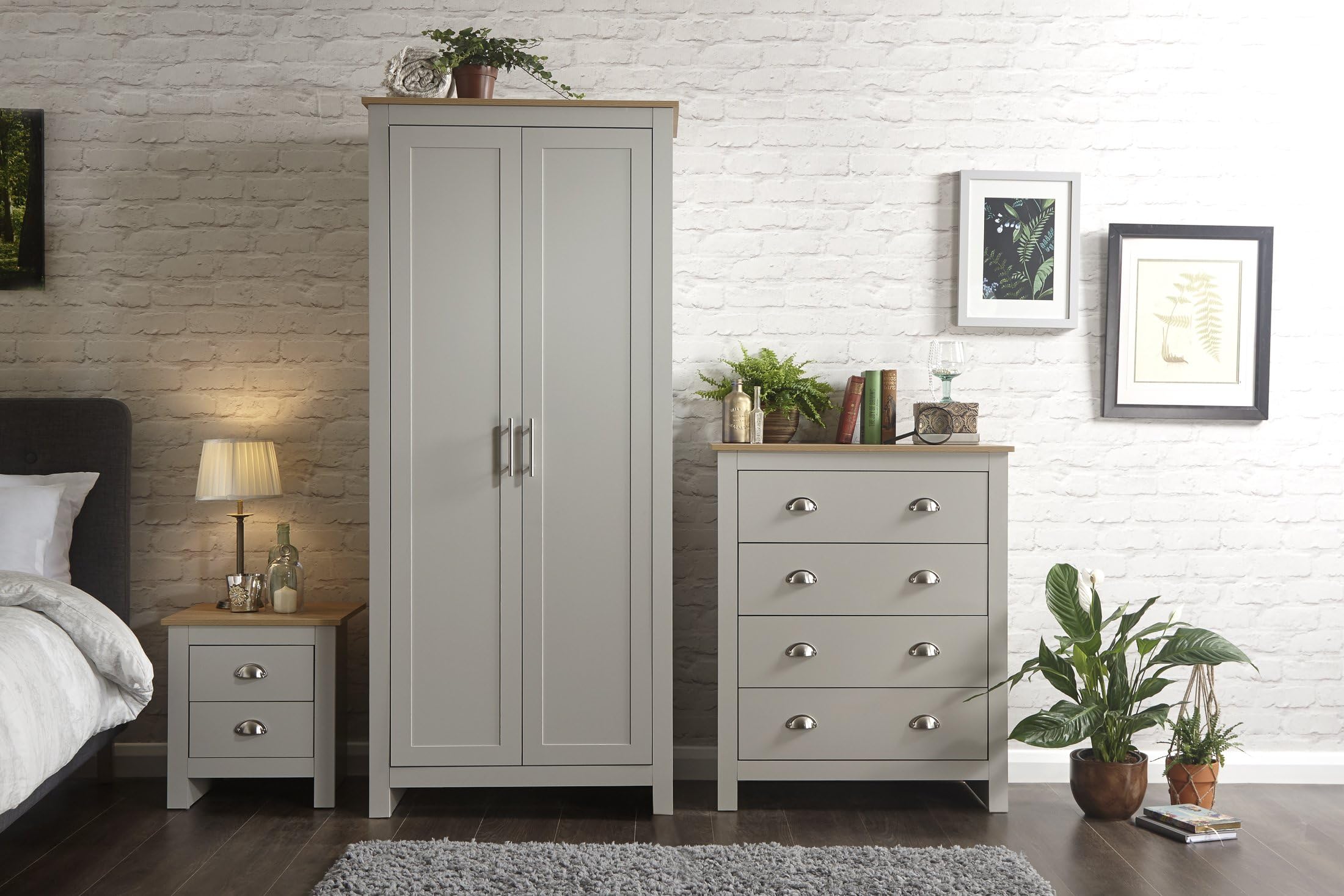 GFW Lancaster 3 piece bedroom set - Wardrobe Chest of Drawers Bedside ...