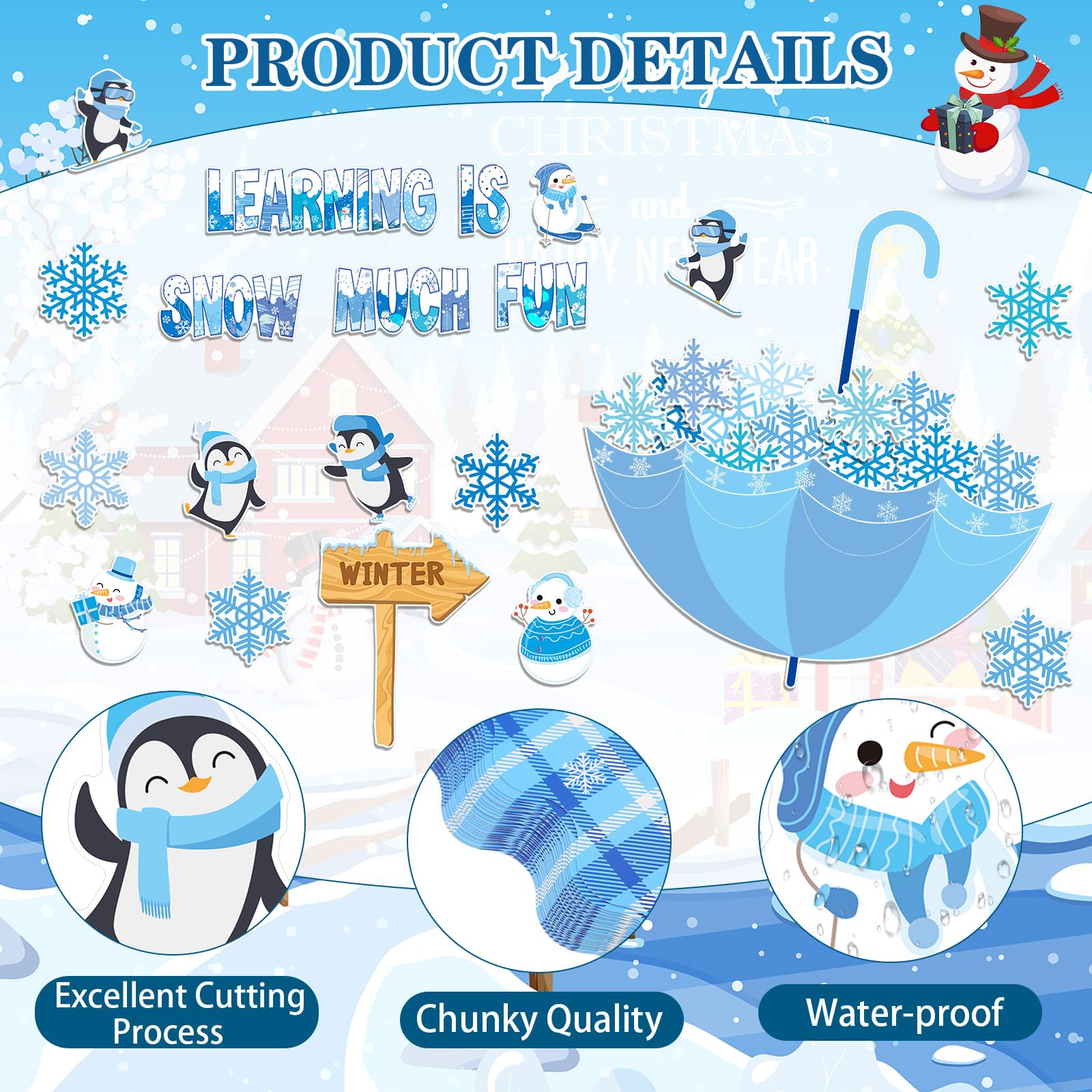 Snapklik.com : 83 Pcs Winter Snowflake Bulletin Board Set Snowflake ...