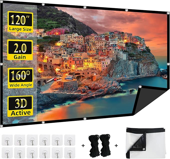 Amazon.com: 120in Projector Screen XINLEMY Anti-Light Projection Screen ...