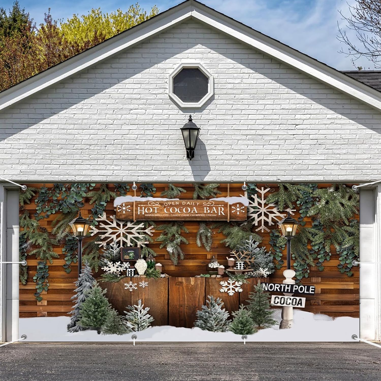 Amazon.com: Leowefowa 16x7ft Christmas Garage Buddy Party Retro Wood ...