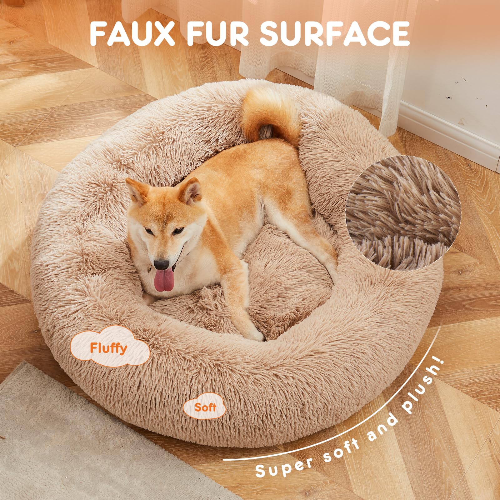 Snapklik.com : Calming Donut Dog & Cat Bed, Machine Washable Cuddle ...