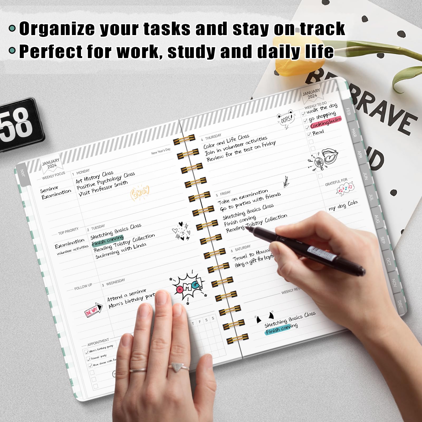 Snapklik.com : GETINK 2024 Planner Daily Weekly And Monthly For Women ...