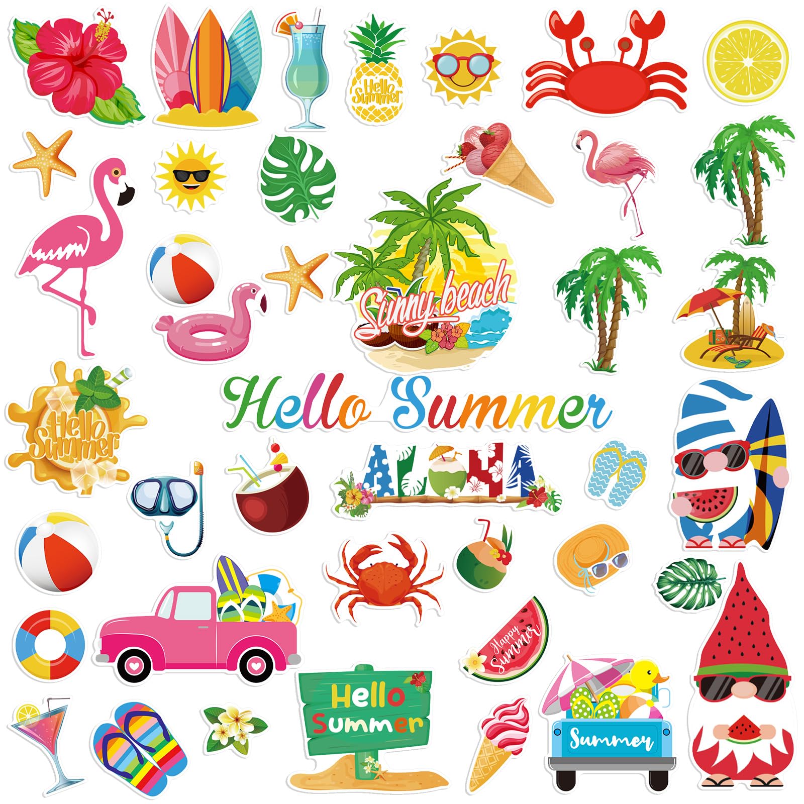 Amazon.com: 42 Pcs Summer Thick Gel Clings Hawaiian Tropic Window Gel ...