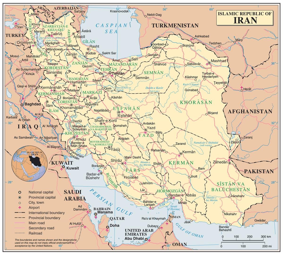 Gifts Delight Laminated 26x24 Poster Large Detailed Political Map Iran ...