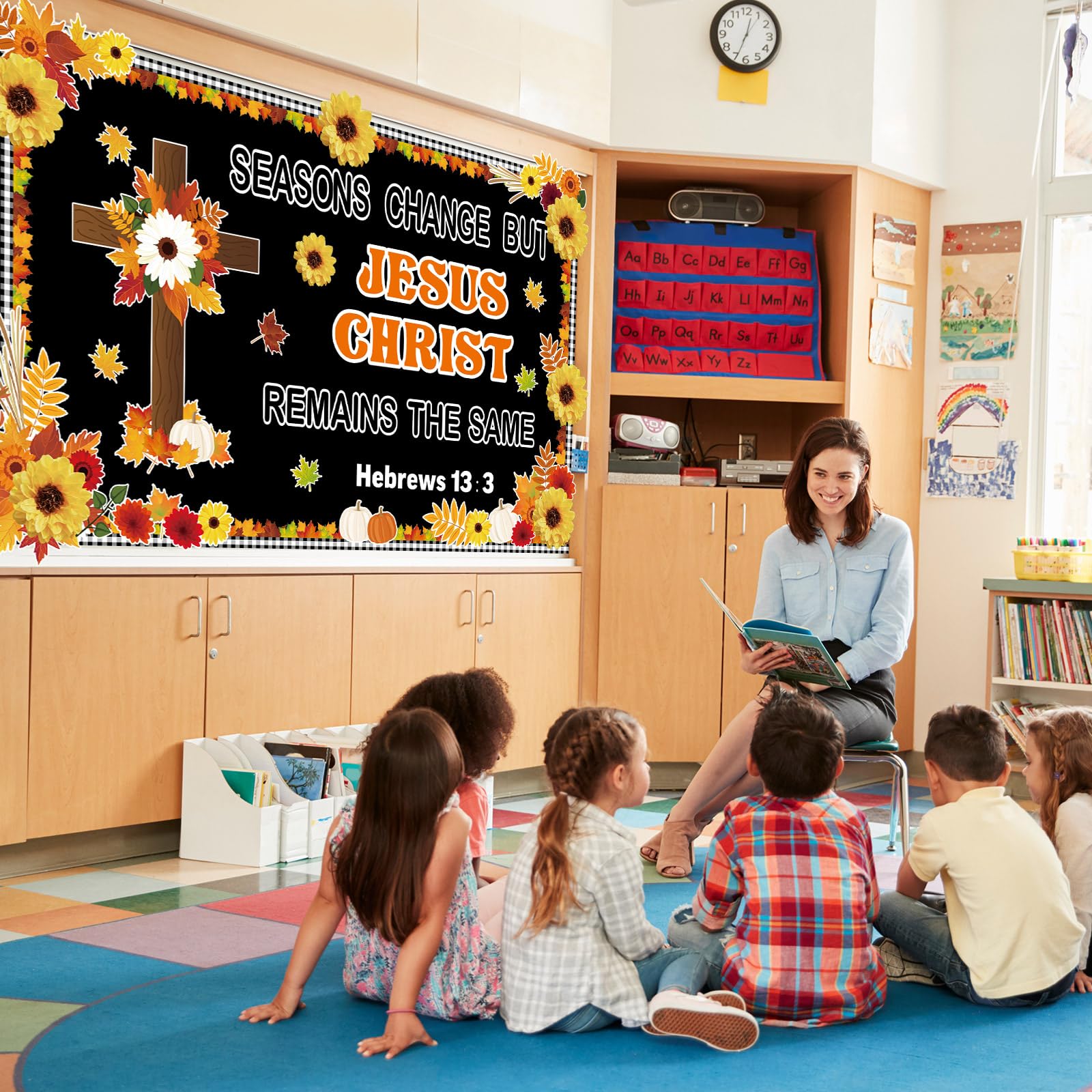 Snapklik.com : Fall Christian Jesus Classroom Bulletin Board ...