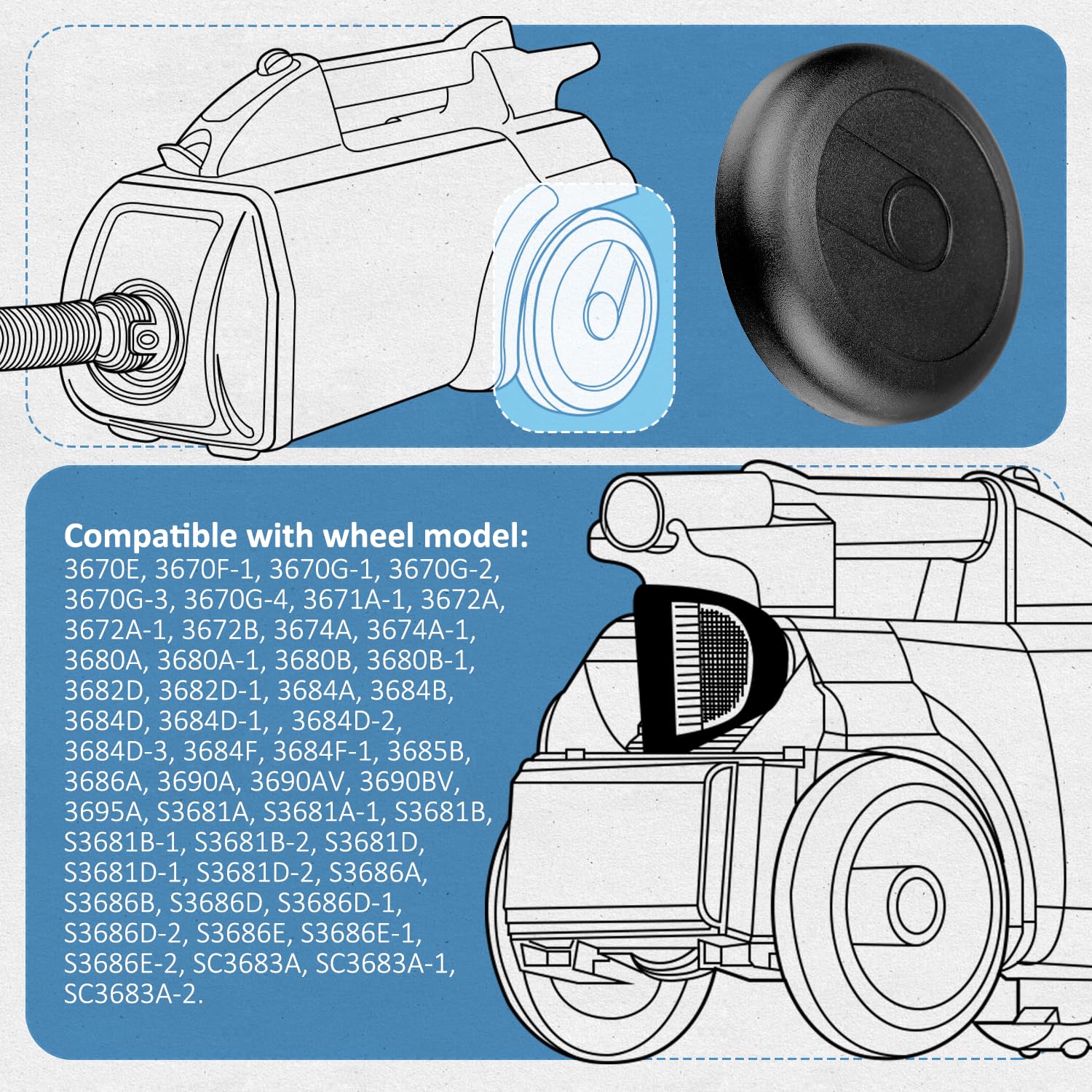 Snapklik.com : 15409A119N Vacuum Cleaner Rear Wheel Replacement For ...