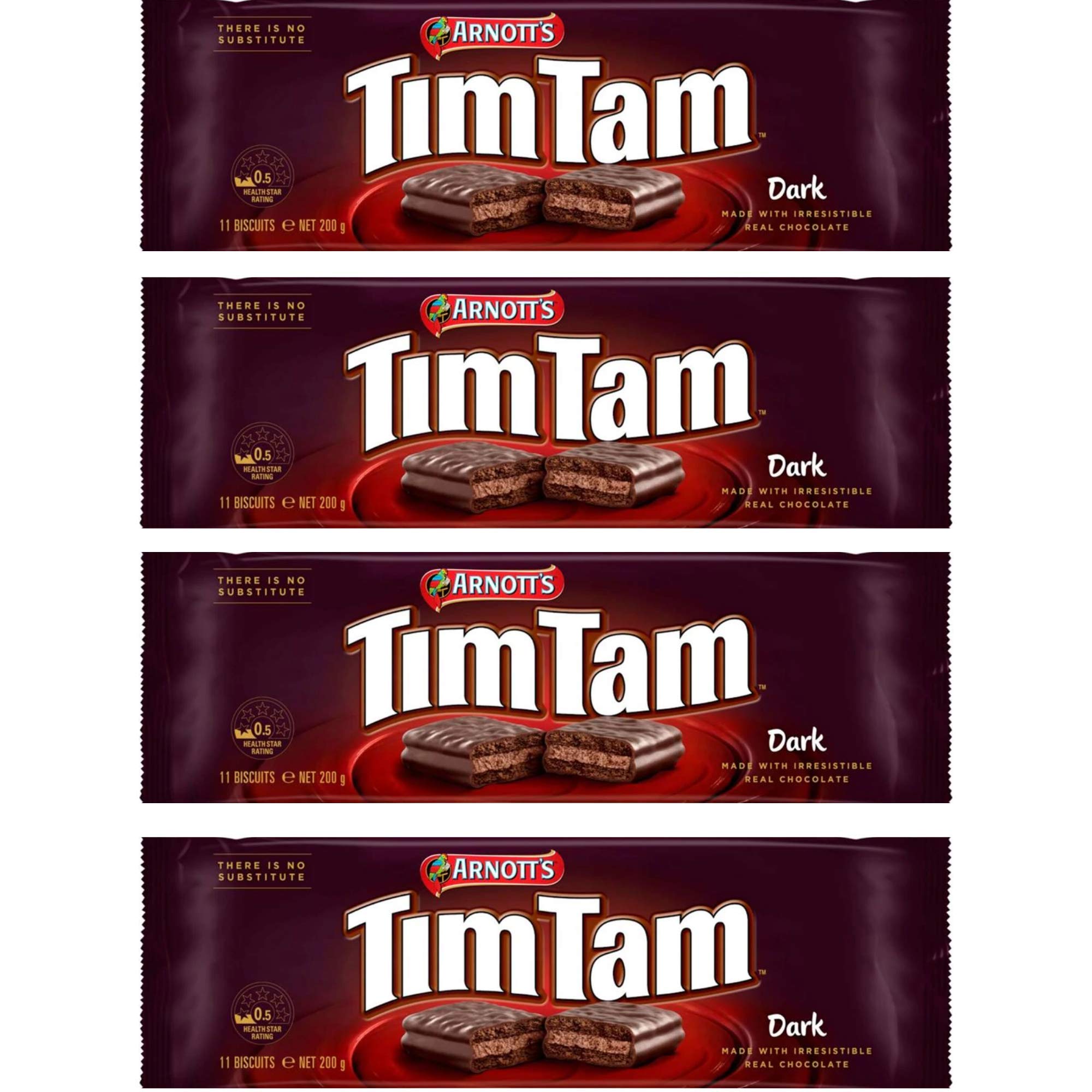 Arnotts Tim Tam Classic Dark 4 Pack Australian Chocolate Biscuits ...