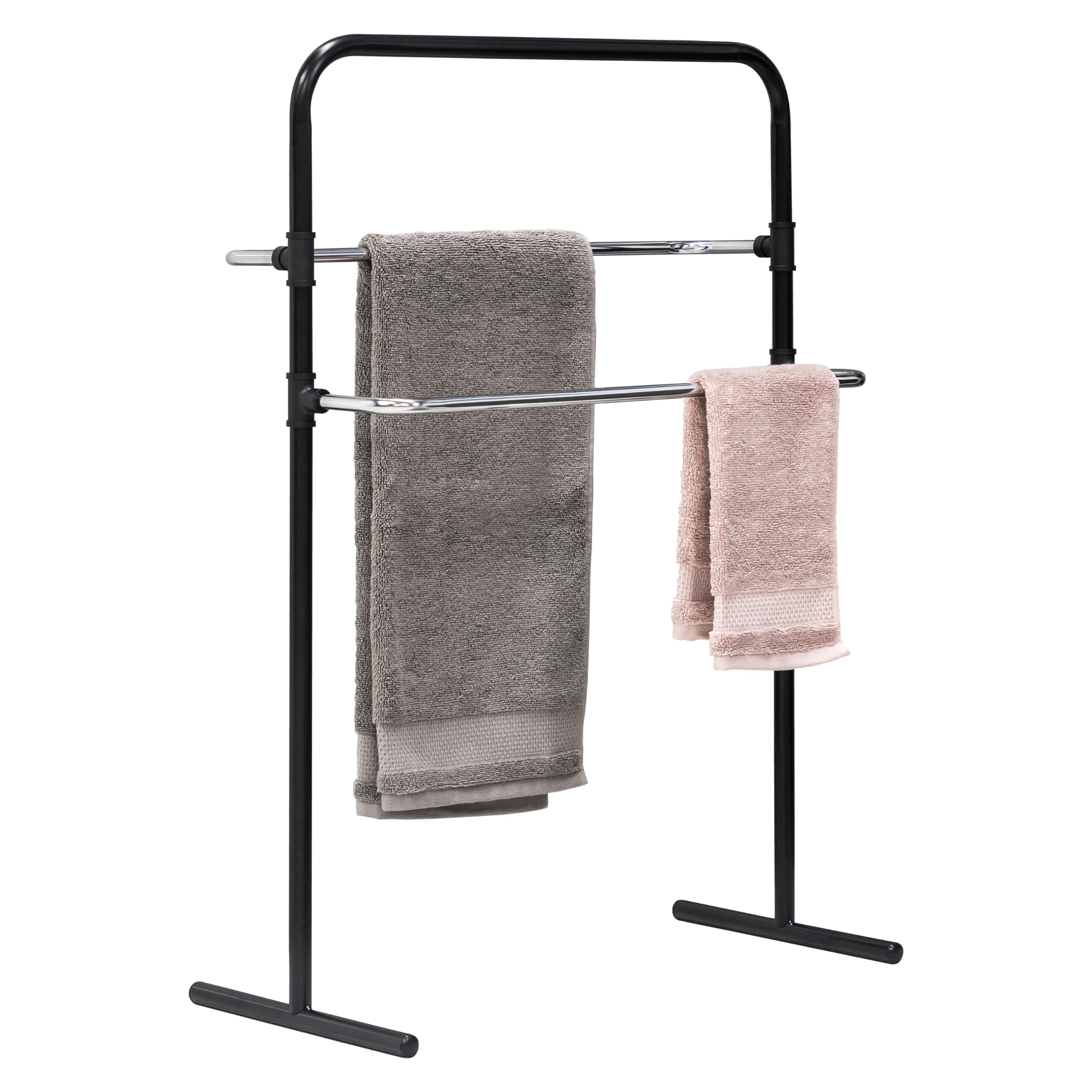 bremermann Black Chrome Free Standing 2 Rail Towel Rail : Amazon.co.uk ...
