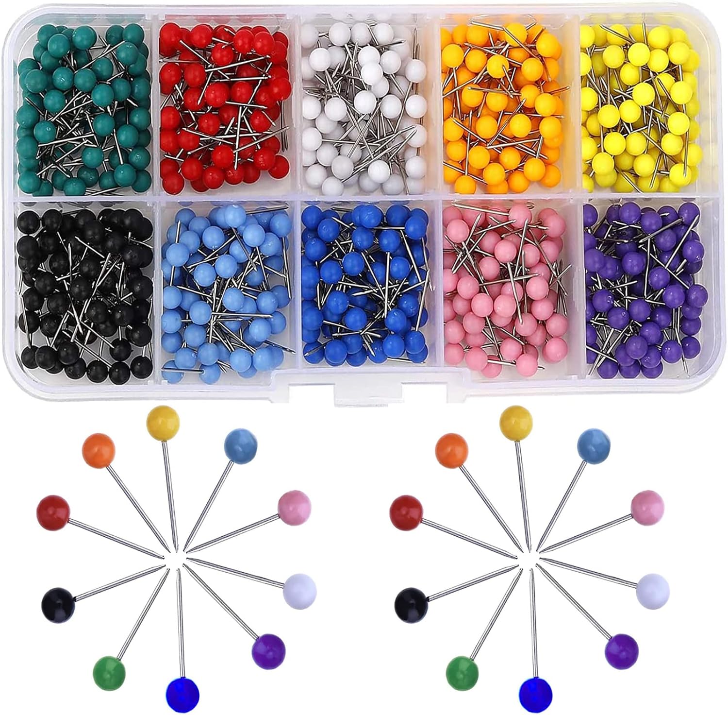 600Pieces Pins for Pinboard,Drawing Push Pins Map Pins Colourful Push ...
