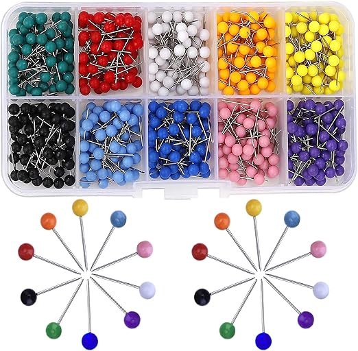 600-Piece Colourful Drawing Pins with Plastic Round Head and Steel ...