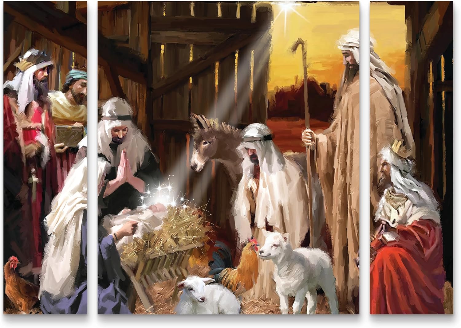 Amazon.com: The Macneil Studio 'Nativity' Multi Panel Art Set Large 3 ...
