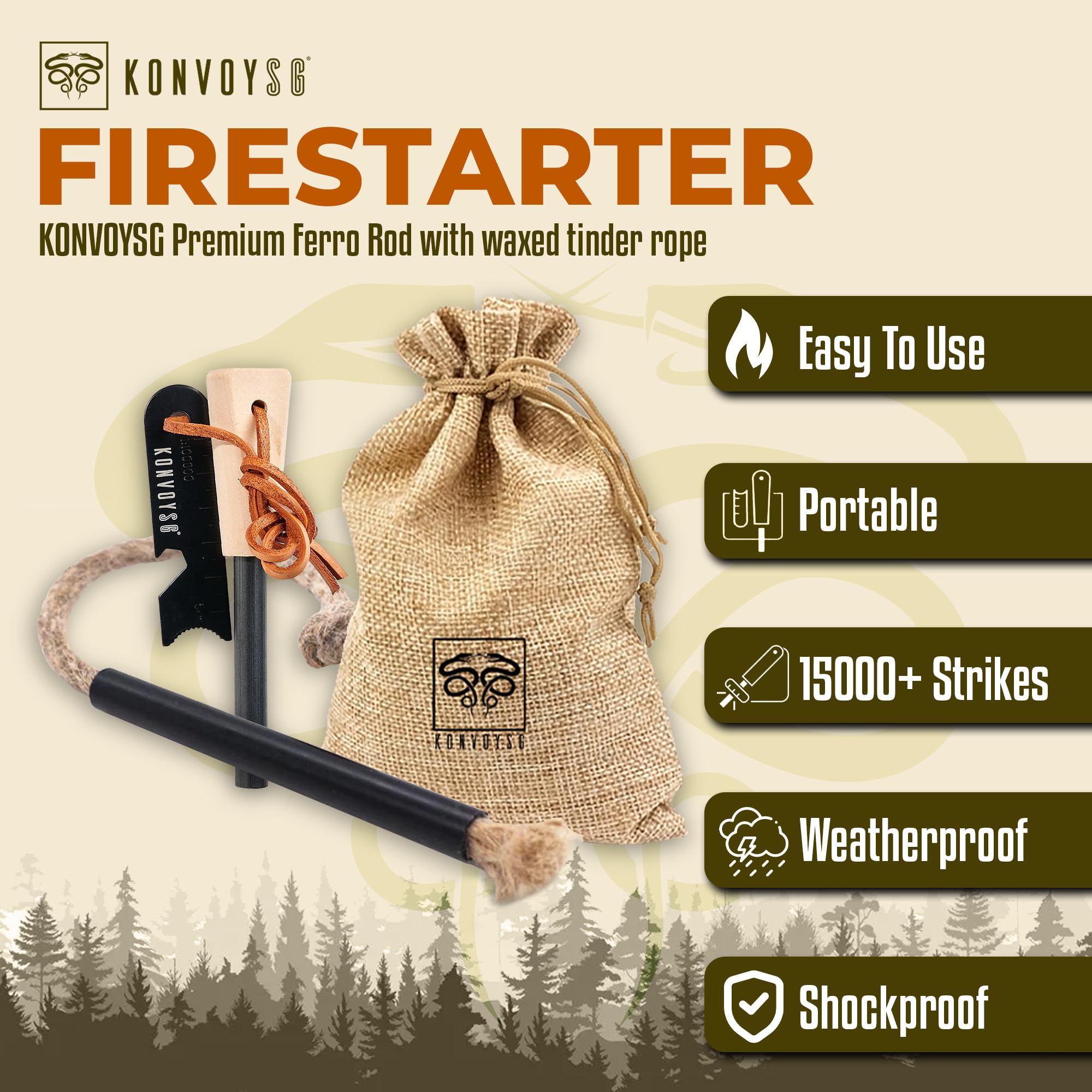 Snapklik.com : KonvoySG Fire Starter Survival ToolFerro Rod Fire Starter